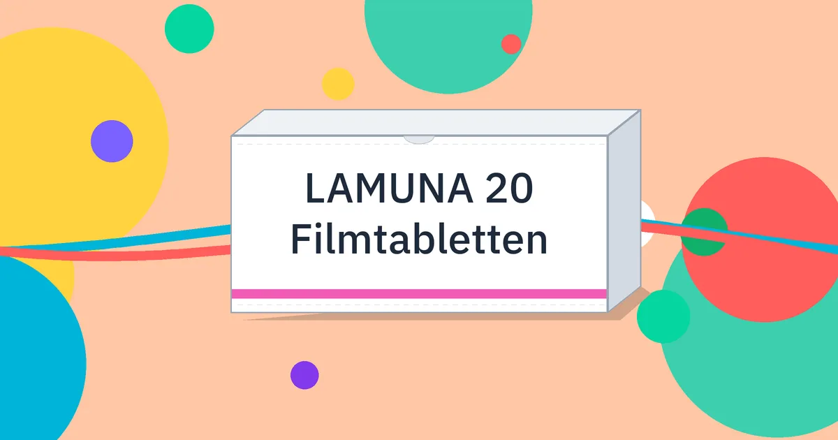 Symbolbild: Packung mit der Aufschrift LAMUNA 20 Filmtabletten (PZN 00956425) – Verfügbarkeit und Bezug in Apotheken in Frankfurt am Main