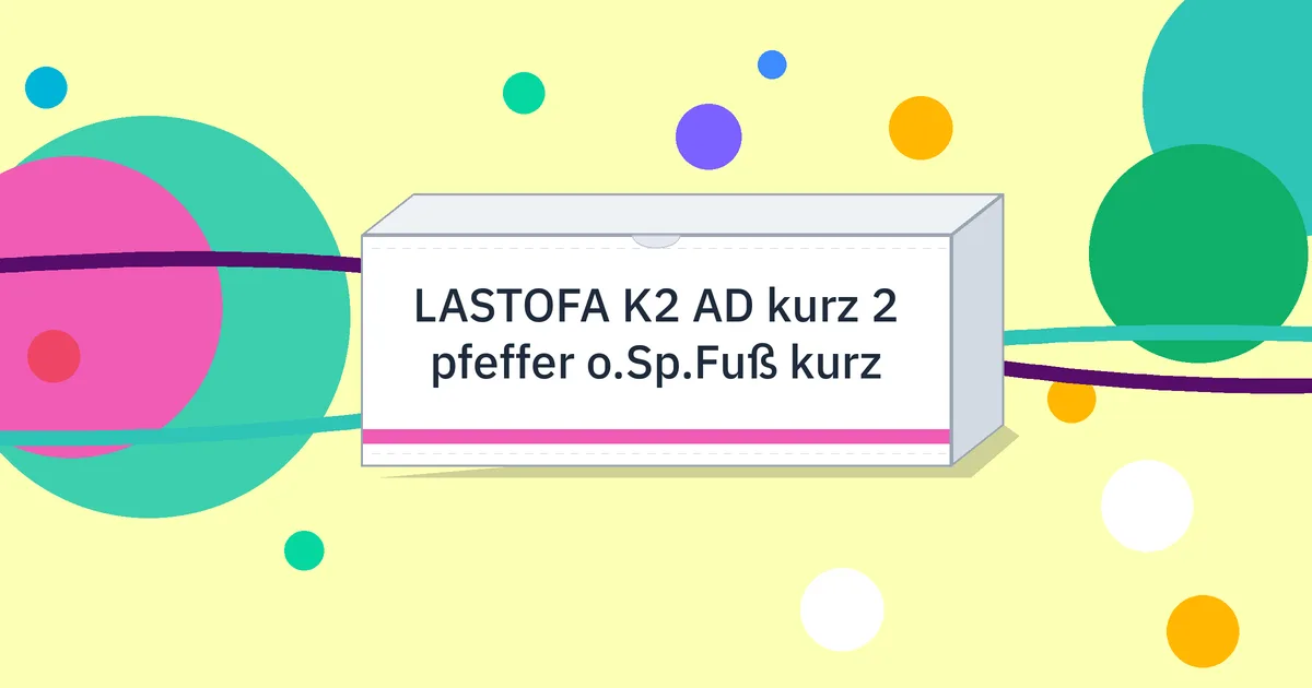 Symbolbild: Packung mit der Aufschrift LASTOFA K2 AD kurz 2 pfeffer o.Sp.Fuß kurz (PZN 13800073) – Verfügbarkeit und Bezug in Apotheken in Frankfurt am Main