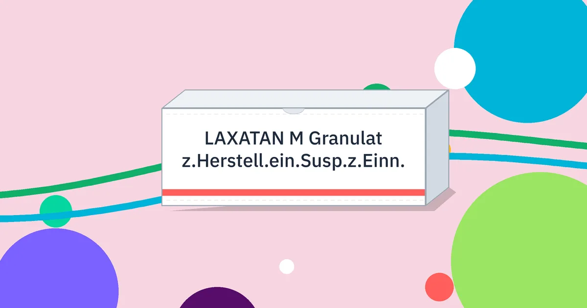 Symbolbild: Packung mit der Aufschrift LAXATAN M Granulat z.Herstell.ein.Susp.z.Einn. (PZN 00089000) – Verfügbarkeit und Bezug in Apotheken in Frankfurt am Main