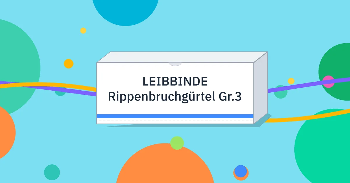 Symbolbild: Packung mit der Aufschrift LEIBBINDE Rippenbruchgürtel Gr.3 (PZN 01735672) – Verfügbarkeit und Bezug in Apotheken in Frankfurt am Main