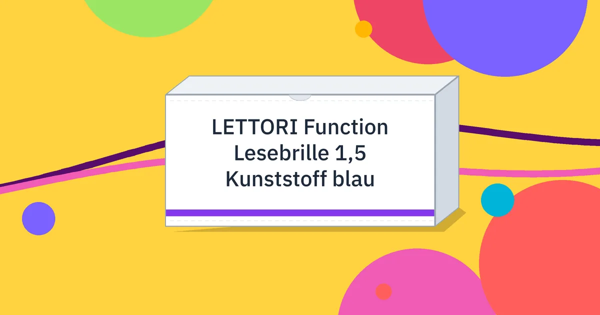 Symbolbild: Packung mit der Aufschrift LETTORI Function Lesebrille 1,5 Kunststoff blau (PZN 11056765) – Verfügbarkeit und Bezug in Apotheken in Frankfurt am Main