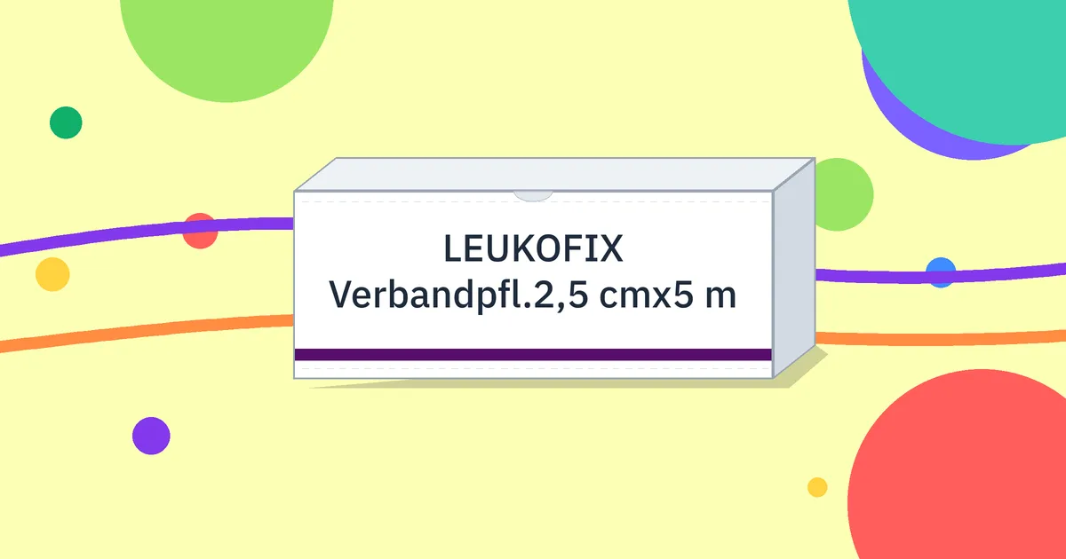Symbolbild: Packung mit der Aufschrift LEUKOFIX Verbandpfl.2,5 cmx5 m (PZN 20358726) – Verfügbarkeit und Bezug in Apotheken in Frankfurt am Main