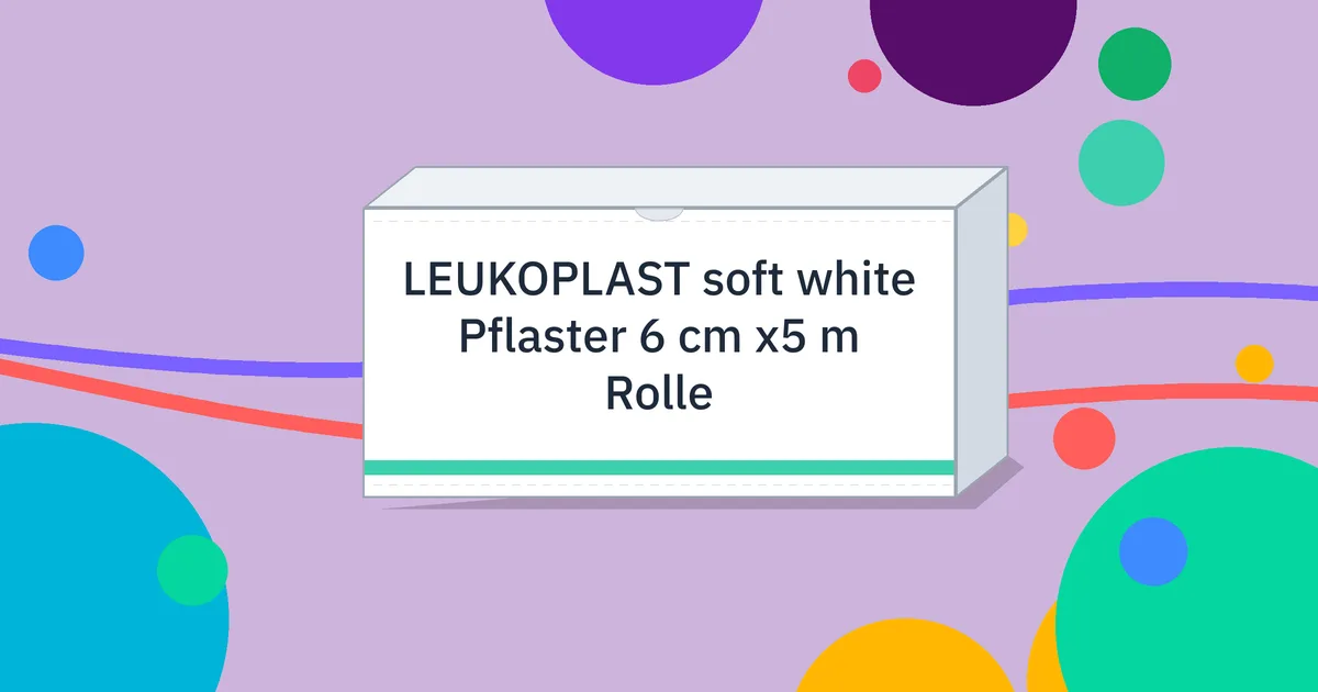 Symbolbild: Packung mit der Aufschrift LEUKOPLAST soft white Pflaster 6 cm x5 m Rolle (PZN 19065077) – Verfügbarkeit und Bezug in Apotheken in Frankfurt am Main