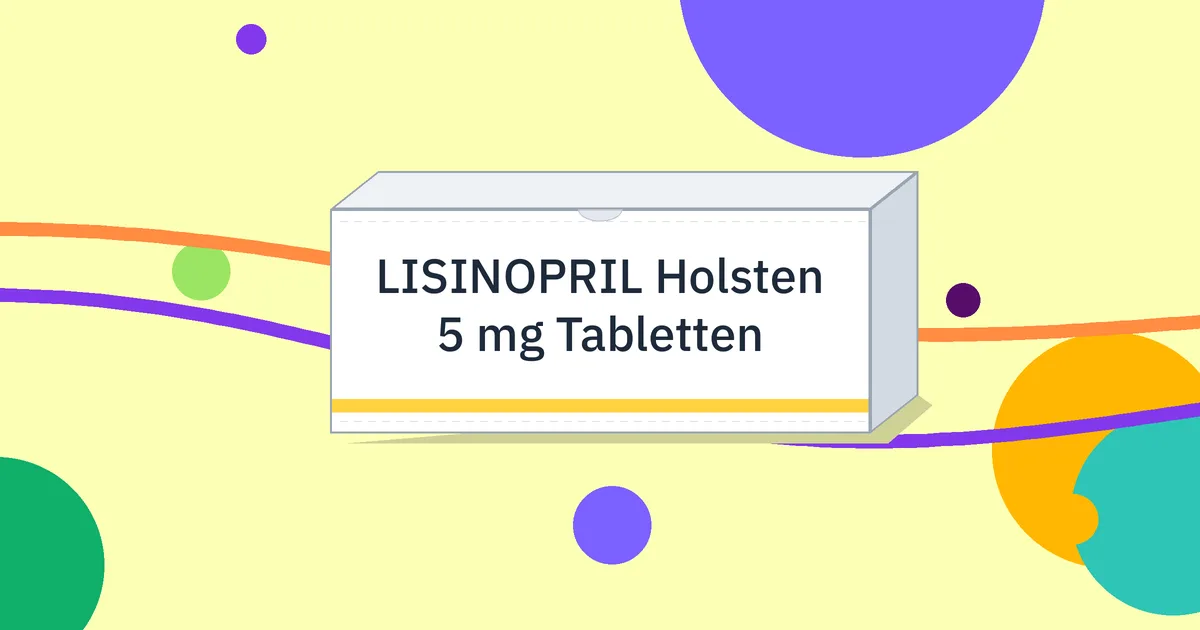 Symbolbild: Packung mit der Aufschrift LISINOPRIL Holsten 5 mg Tabletten (PZN 16633144) – Verfügbarkeit und Bezug in Apotheken in Frankfurt am Main