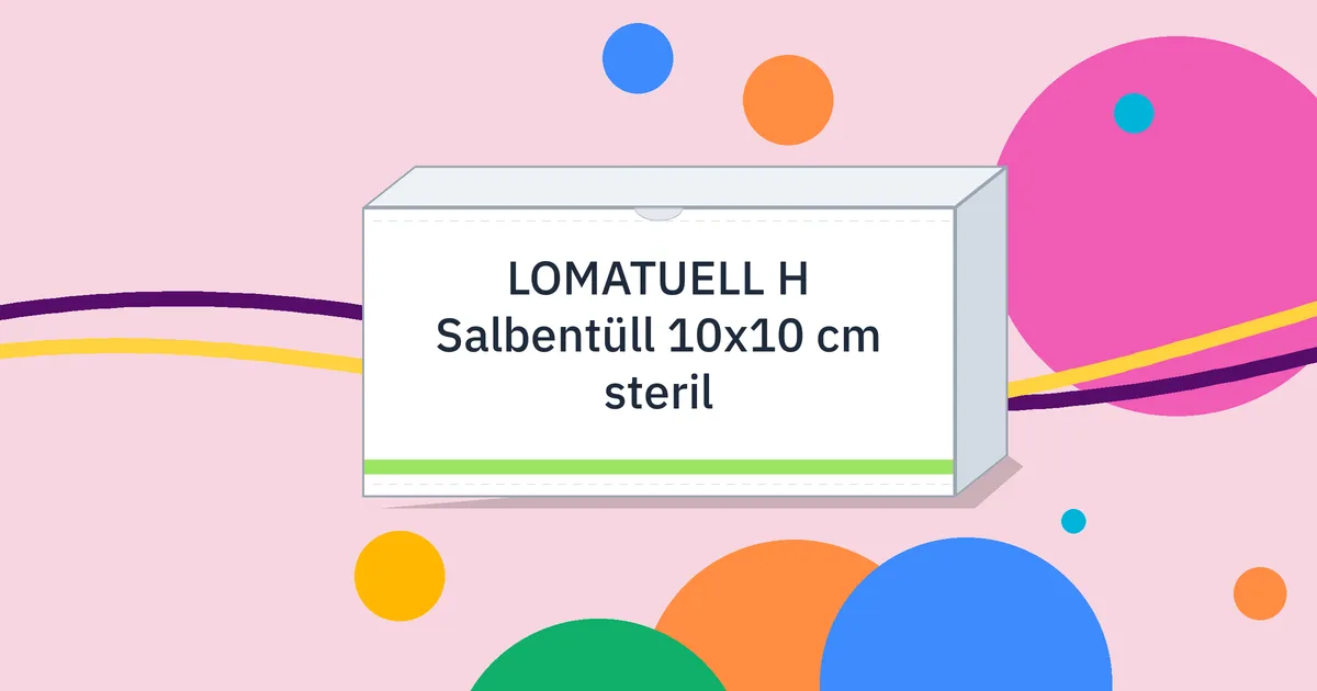 Symbolbild: Packung mit der Aufschrift LOMATUELL H Salbentüll 10x10 cm steril (PZN 16747712) – Verfügbarkeit und Bezug in Apotheken in Frankfurt am Main