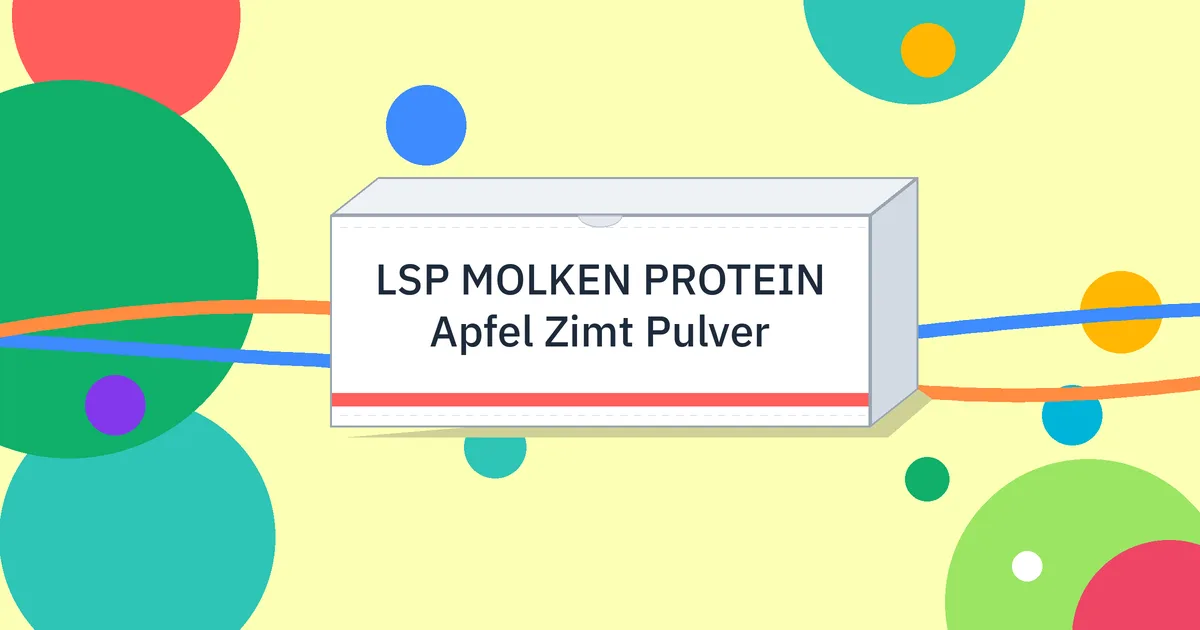Symbolbild: Packung mit der Aufschrift LSP MOLKEN PROTEIN Apfel Zimt Pulver (PZN 09935318) – Verfügbarkeit und Bezug in Apotheken in Frankfurt am Main