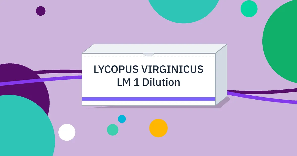 Symbolbild: Packung mit der Aufschrift LYCOPUS VIRGINICUS LM 1 Dilution (PZN 13538356) – Verfügbarkeit und Bezug in Apotheken in Frankfurt am Main