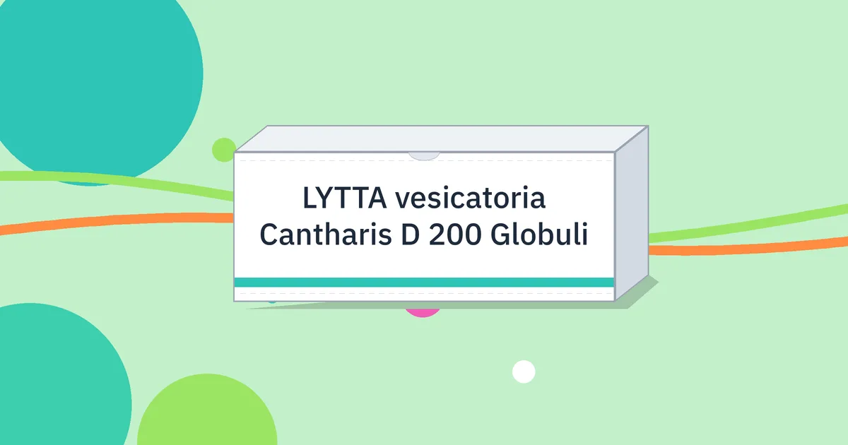 Symbolbild: Packung mit der Aufschrift LYTTA vesicatoria Cantharis D 200 Globuli (PZN 15305099) – Verfügbarkeit und Bezug in Apotheken in Frankfurt am Main