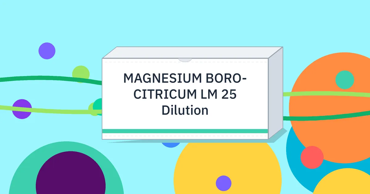 Symbolbild: Packung mit der Aufschrift MAGNESIUM BORO-CITRICUM LM 25 Dilution (PZN 12936735) – Verfügbarkeit und Bezug in Apotheken in Frankfurt am Main
