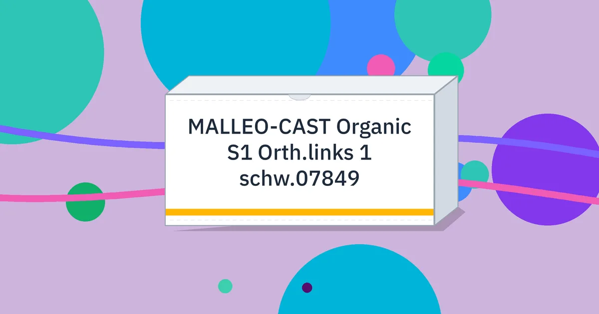 Symbolbild: Packung mit der Aufschrift MALLEO-CAST Organic S1 Orth.links 1 schw.07849 (PZN 20583334) – Verfügbarkeit und Bezug in Apotheken in Frankfurt am Main