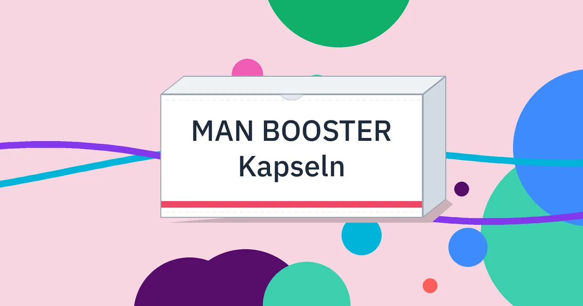 Symbolbild: Packung mit der Aufschrift MAN BOOSTER Kapseln (PZN 20330366) – Verfügbarkeit und Bezug in Apotheken in Frankfurt am Main