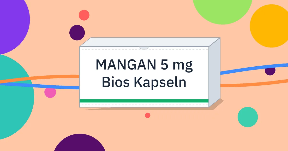 Symbolbild: Packung mit der Aufschrift MANGAN 5 mg Bios Kapseln (PZN 00966932) – Verfügbarkeit und Bezug in Apotheken in Frankfurt am Main