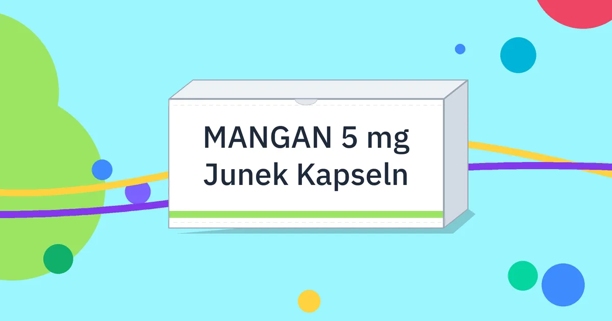 Symbolbild: Packung mit der Aufschrift MANGAN 5 mg Junek Kapseln (PZN 10062775) – Verfügbarkeit und Bezug in Apotheken in Frankfurt am Main