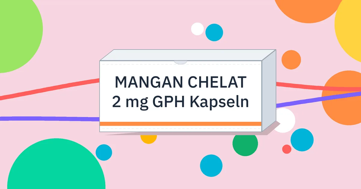 Symbolbild: Packung mit der Aufschrift MANGAN CHELAT 2 mg GPH Kapseln (PZN 10014925) – Verfügbarkeit und Bezug in Apotheken in Frankfurt am Main