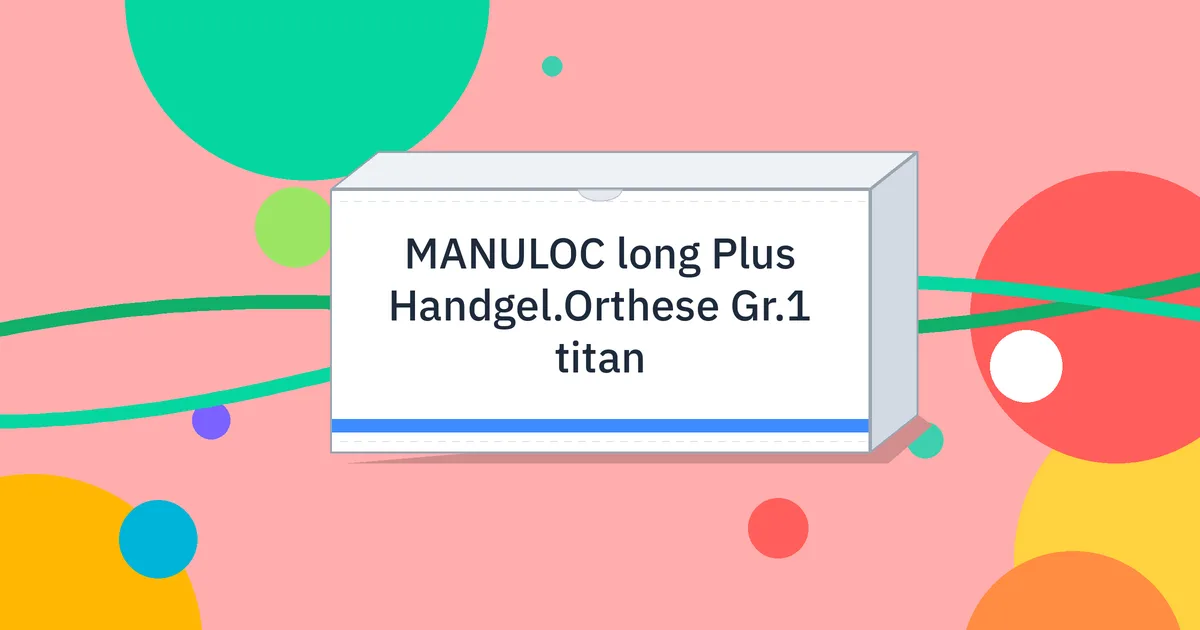 Symbolbild: Packung mit der Aufschrift MANULOC long Plus Handgel.Orthese Gr.1 titan (PZN 11639521) – Verfügbarkeit und Bezug in Apotheken in Frankfurt am Main