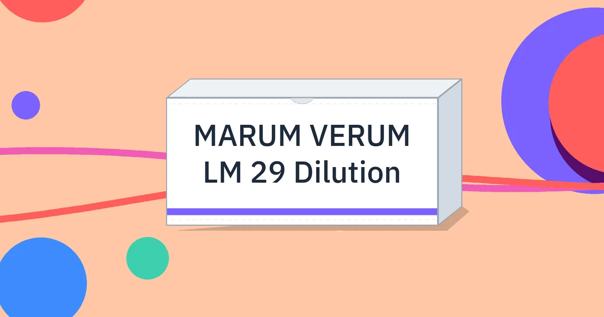 Symbolbild: Packung mit der Aufschrift MARUM VERUM LM 29 Dilution (PZN 12946722) – Verfügbarkeit und Bezug in Apotheken in Frankfurt am Main