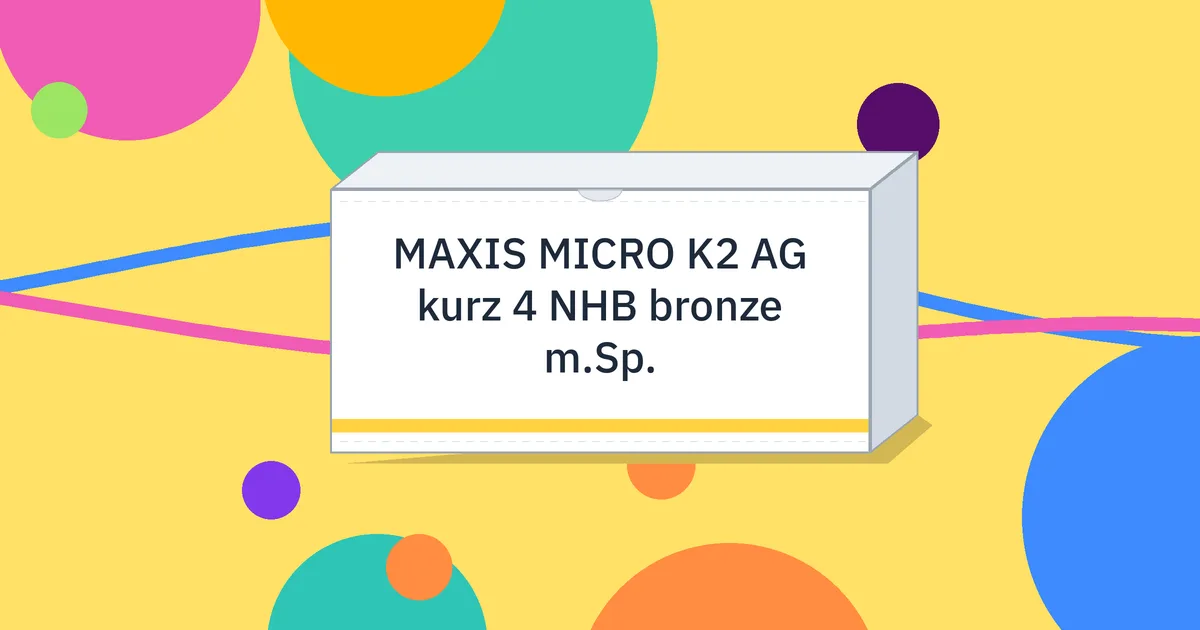 Symbolbild: Packung mit der Aufschrift MAXIS MICRO K2 AG kurz 4 NHB bronze m.Sp. (PZN 17673944) – Verfügbarkeit und Bezug in Apotheken in Frankfurt am Main