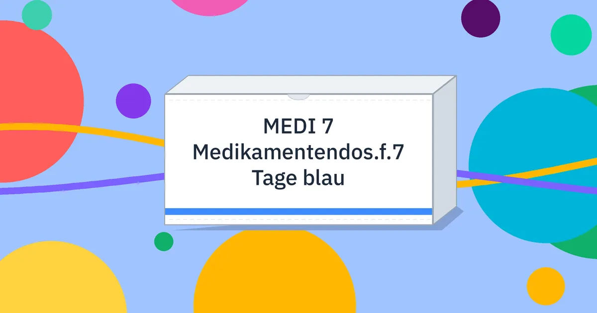 Symbolbild: Packung mit der Aufschrift MEDI 7 Medikamentendos.f.7 Tage blau (PZN 03320159) – Verfügbarkeit und Bezug in Apotheken in Frankfurt am Main