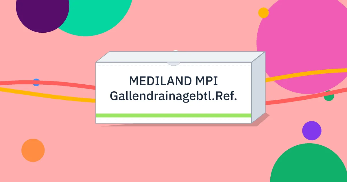 Symbolbild: Packung mit der Aufschrift MEDILAND MPI Gallendrainagebtl.Ref. (PZN 03155068) – Verfügbarkeit und Bezug in Apotheken in Frankfurt am Main