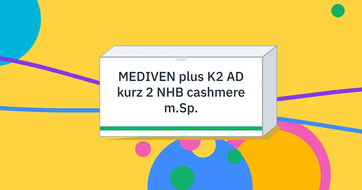 Symbolbild: Packung mit der Aufschrift MEDIVEN plus K2 AD kurz 2 NHB cashmere m.Sp. (PZN 15924951) – Verfügbarkeit und Bezug in Apotheken in Frankfurt am Main