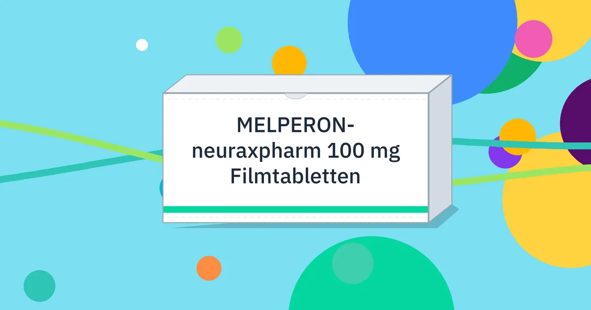 Symbolbild: Packung mit der Aufschrift MELPERON-neuraxpharm 100 mg Filmtabletten (PZN 00068400) – Verfügbarkeit und Bezug in Apotheken in Frankfurt am Main