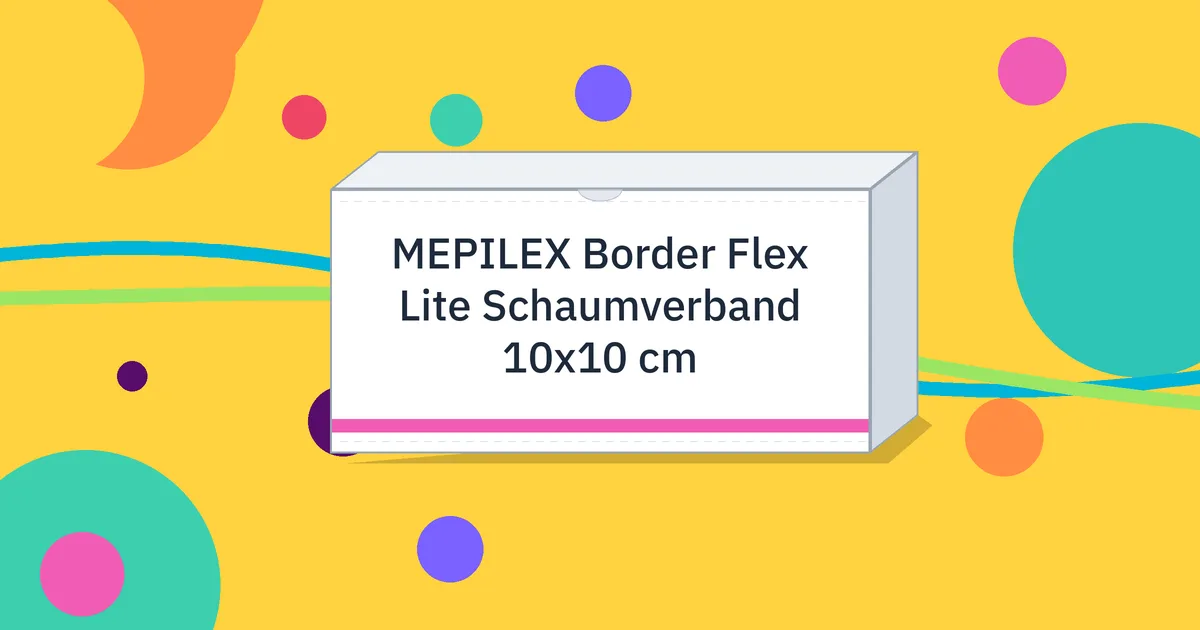 Symbolbild: Packung mit der Aufschrift MEPILEX Border Flex Lite Schaumverband 10x10 cm (PZN 20096456) – Verfügbarkeit und Bezug in Apotheken in Frankfurt am Main