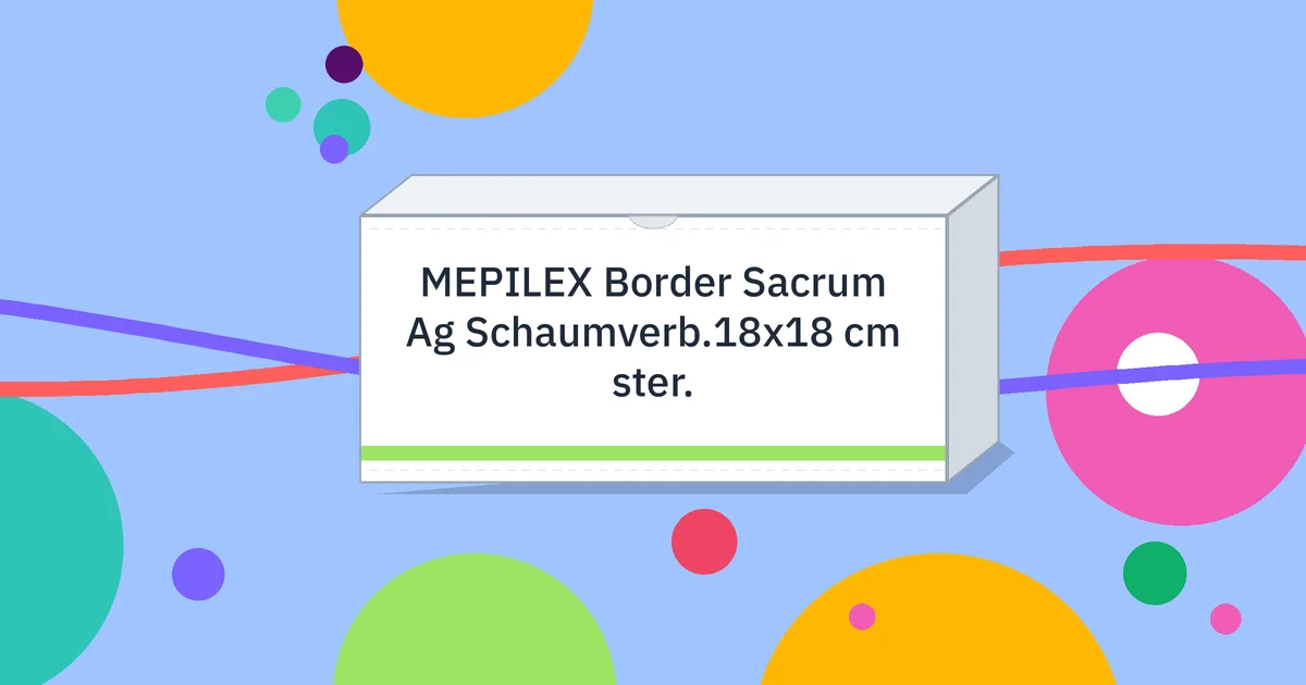 Symbolbild: Packung mit der Aufschrift MEPILEX Border Sacrum Ag Schaumverb.18x18 cm ster. (PZN 17631130) – Verfügbarkeit und Bezug in Apotheken in Frankfurt am Main