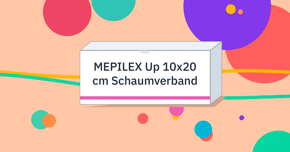 Symbolbild: Packung mit der Aufschrift MEPILEX Up 10x20 cm Schaumverband (PZN 12729284) – Verfügbarkeit und Bezug in Apotheken in Frankfurt am Main