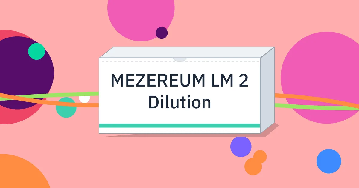 Symbolbild: Packung mit der Aufschrift MEZEREUM LM 2 Dilution (PZN 12956100) – Verfügbarkeit und Bezug in Apotheken in Frankfurt am Main