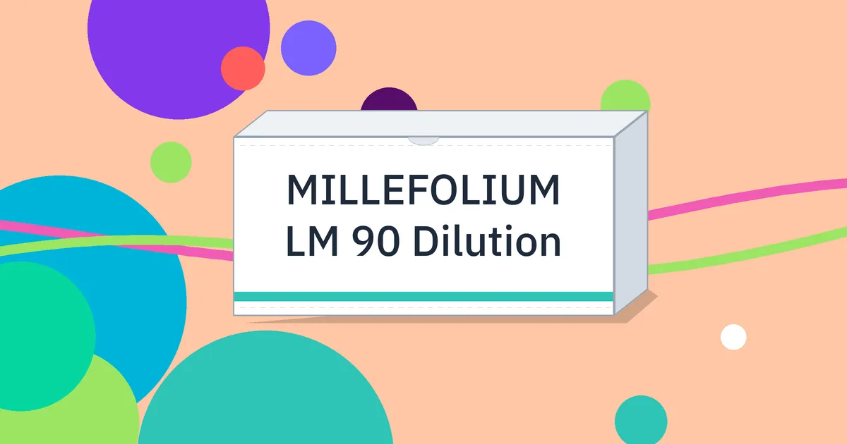 Symbolbild: Packung mit der Aufschrift MILLEFOLIUM LM 90 Dilution (PZN 13608252) – Verfügbarkeit und Bezug in Apotheken in Frankfurt am Main