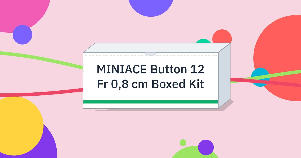 Symbolbild: Packung mit der Aufschrift MINIACE Button 12 Fr 0,8 cm Boxed Kit (PZN 16953357) – Verfügbarkeit und Bezug in Apotheken in Frankfurt am Main