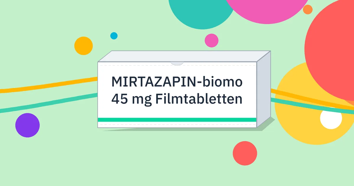 Symbolbild: Packung mit der Aufschrift MIRTAZAPIN-biomo 45 mg Filmtabletten (PZN 03045836) – Verfügbarkeit und Bezug in Apotheken in Frankfurt am Main