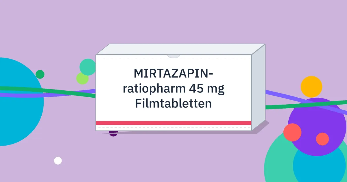 Symbolbild: Packung mit der Aufschrift MIRTAZAPIN-ratiopharm 45 mg Filmtabletten (PZN 03120420) – Verfügbarkeit und Bezug in Apotheken in Frankfurt am Main