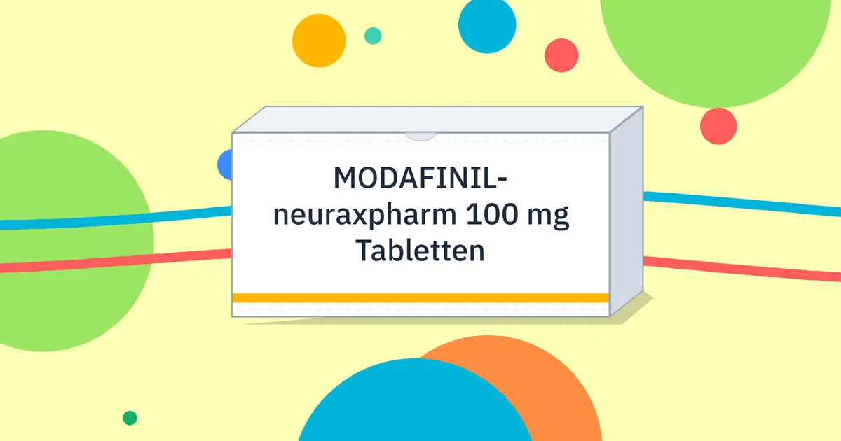 Symbolbild: Packung mit der Aufschrift MODAFINIL-neuraxpharm 100 mg Tabletten (PZN 09292091) – Verfügbarkeit und Bezug in Apotheken in Frankfurt am Main