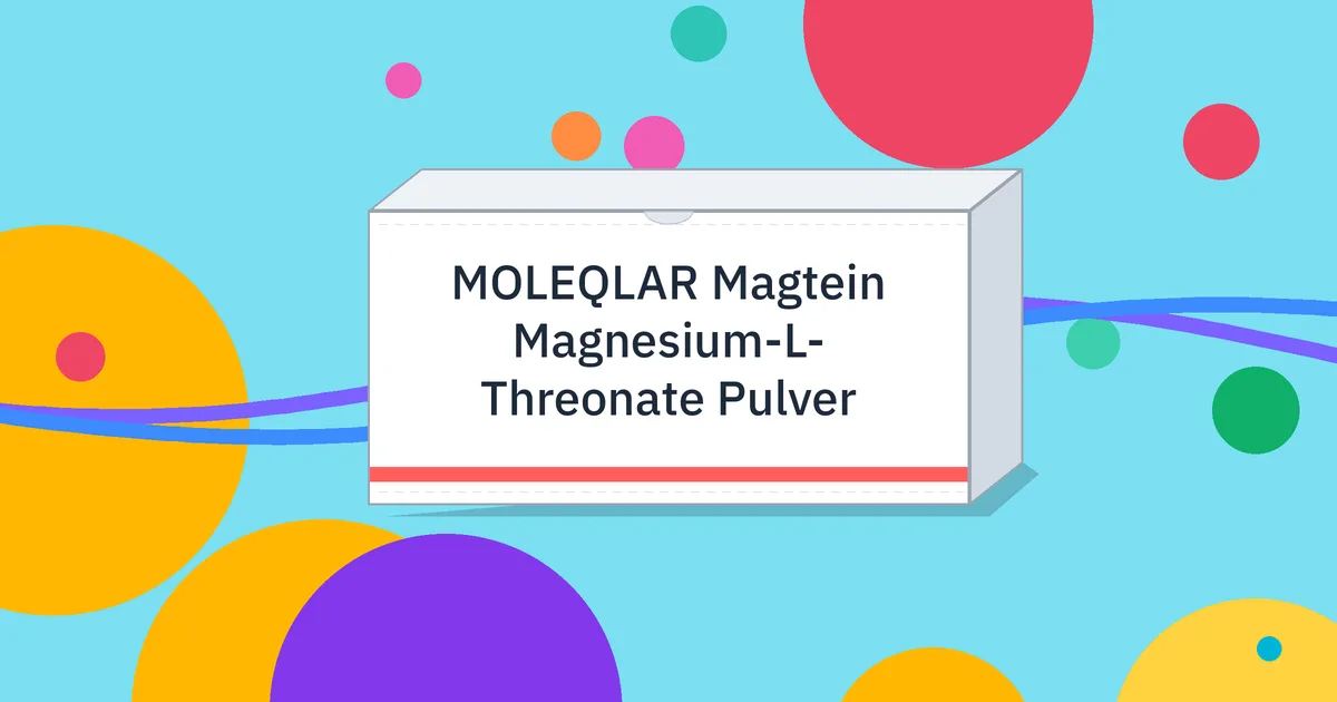 Symbolbild: Packung mit der Aufschrift MOLEQLAR Magtein Magnesium-L-Threonate Pulver (PZN 19791027) – Verfügbarkeit und Bezug in Apotheken in Frankfurt am Main