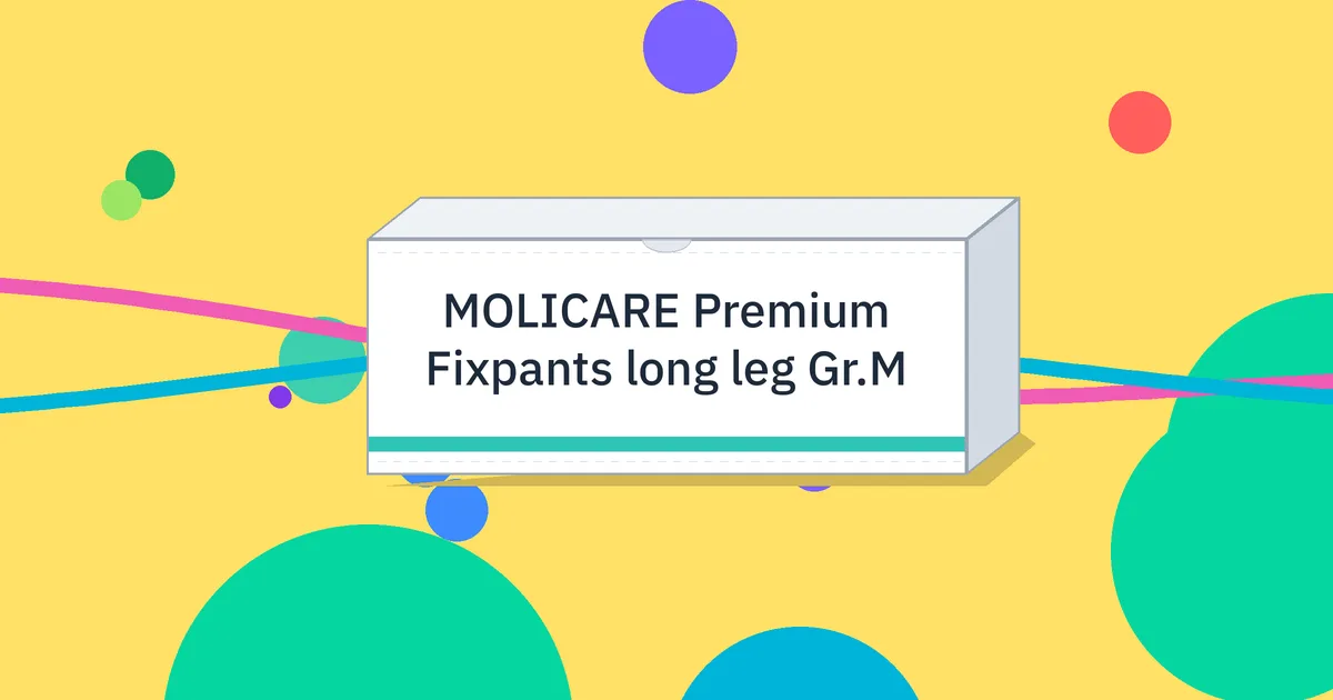 Symbolbild: Packung mit der Aufschrift MOLICARE Premium Fixpants long leg Gr.M (PZN 12543875) – Verfügbarkeit und Bezug in Apotheken in Frankfurt am Main