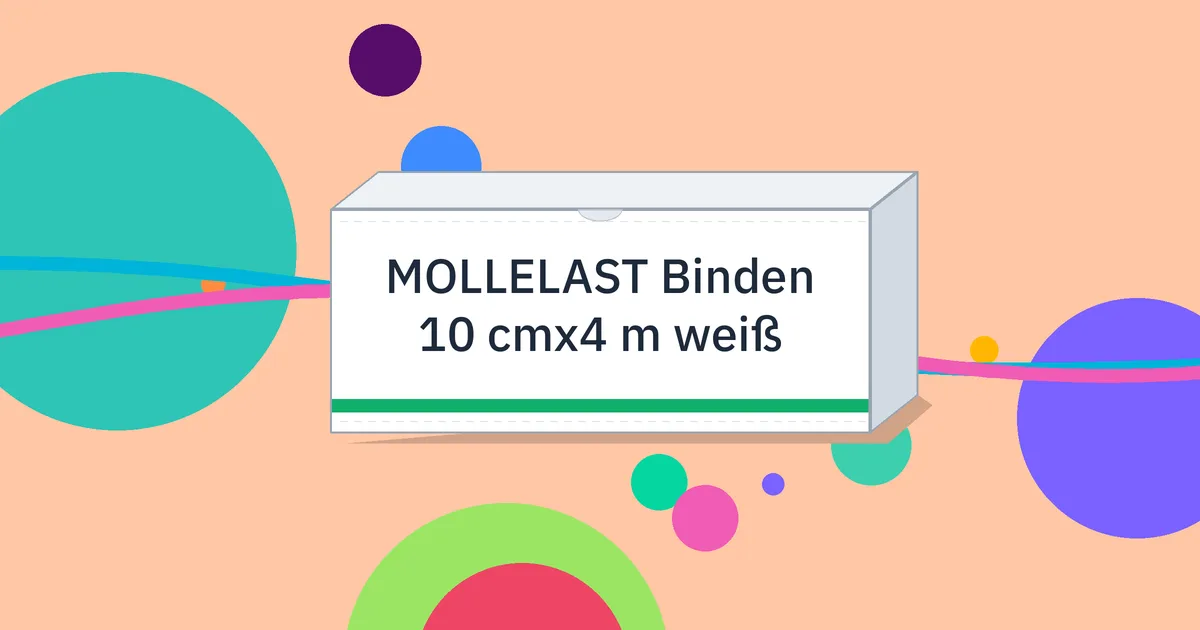 Symbolbild: Packung mit der Aufschrift MOLLELAST Binden 10 cmx4 m weiß (PZN 11535939) – Verfügbarkeit und Bezug in Apotheken in Frankfurt am Main