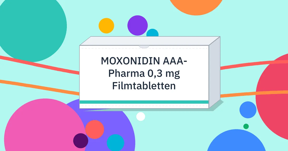 Symbolbild: Packung mit der Aufschrift MOXONIDIN AAA-Pharma 0,3 mg Filmtabletten (PZN 04411585) – Verfügbarkeit und Bezug in Apotheken in Frankfurt am Main