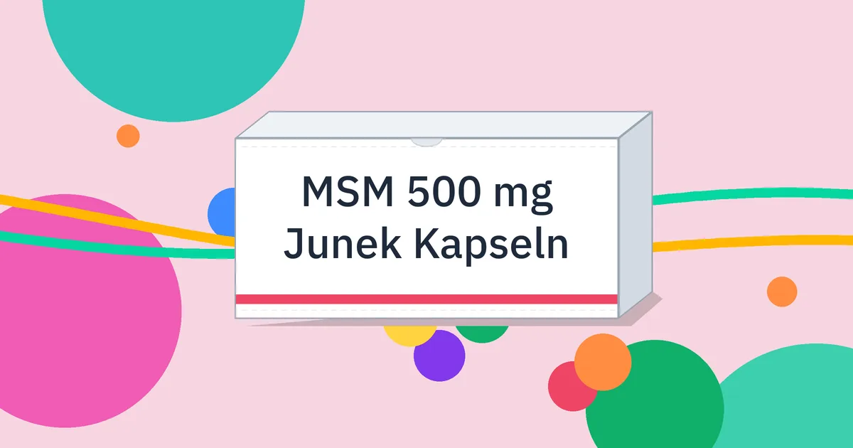 Symbolbild: Packung mit der Aufschrift MSM 500 mg Junek Kapseln (PZN 10051837) – Verfügbarkeit und Bezug in Apotheken in Frankfurt am Main