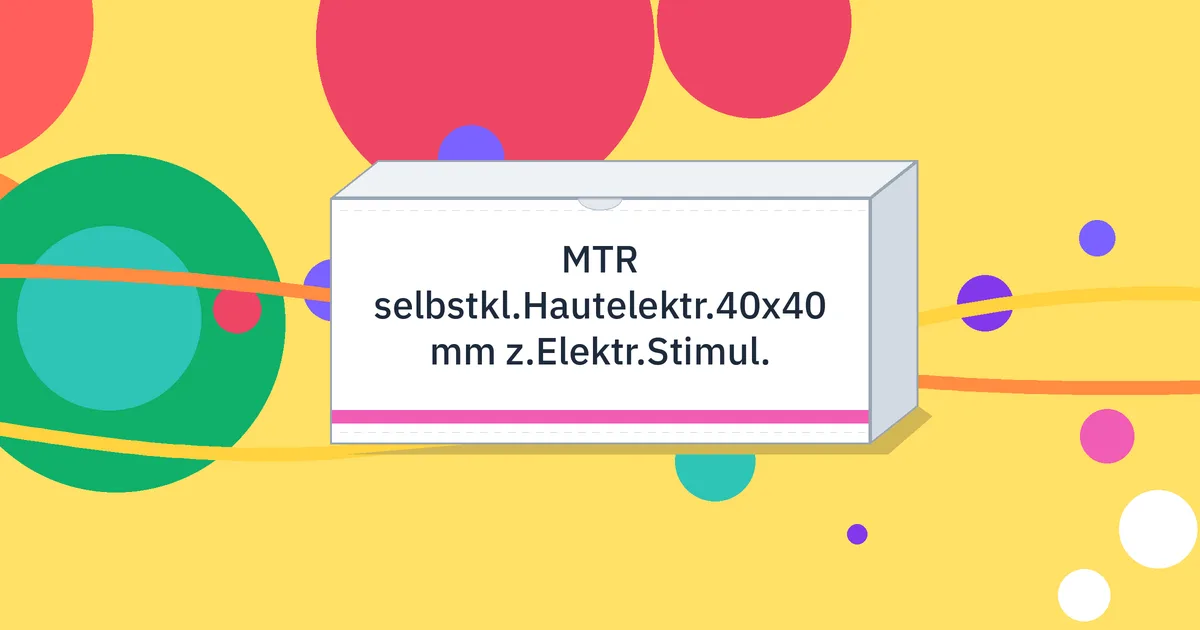 Symbolbild: Packung mit der Aufschrift MTR selbstkl.Hautelektr.40x40 mm z.Elektr.Stimul. (PZN 00563619) – Verfügbarkeit und Bezug in Apotheken in Frankfurt am Main