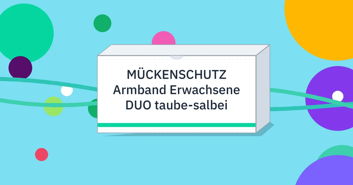 Symbolbild: Packung mit der Aufschrift MÜCKENSCHUTZ Armband Erwachsene DUO taube-salbei (PZN 19552854) – Verfügbarkeit und Bezug in Apotheken in Frankfurt am Main