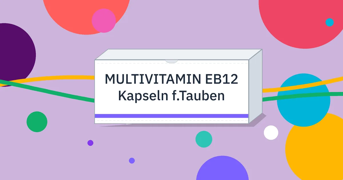 Symbolbild: Packung mit der Aufschrift MULTIVITAMIN EB12 Kapseln f.Tauben (PZN 01931002) – Verfügbarkeit und Bezug in Apotheken in Frankfurt am Main