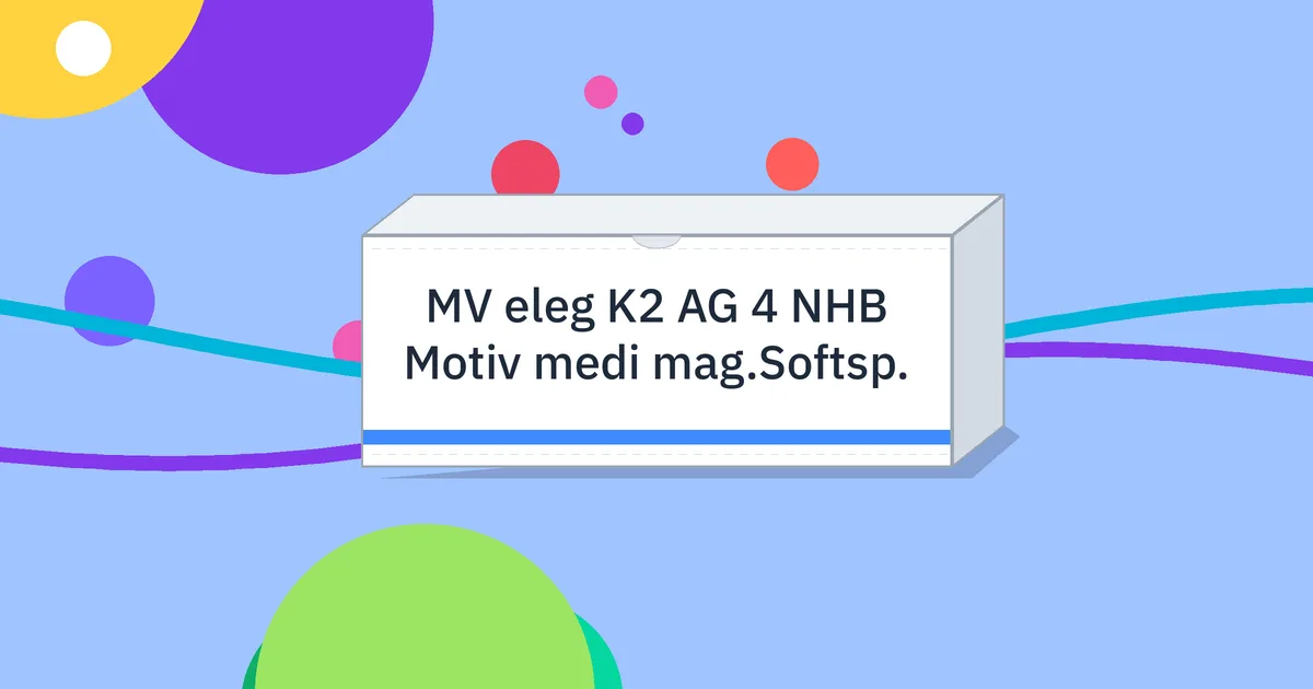 Symbolbild: Packung mit der Aufschrift MV eleg K2 AG 4 NHB Motiv medi mag.Softsp. (PZN 15722199) – Verfügbarkeit und Bezug in Apotheken in Frankfurt am Main