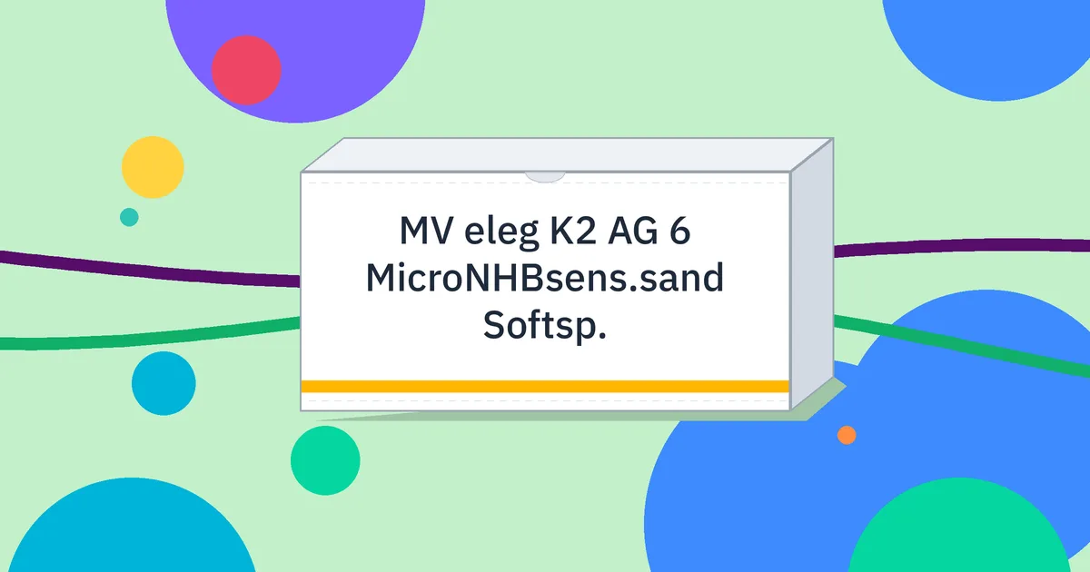 Symbolbild: Packung mit der Aufschrift MV eleg K2 AG 6 MicroNHBsens.sand Softsp. (PZN 18930604) – Verfügbarkeit und Bezug in Apotheken in Frankfurt am Main