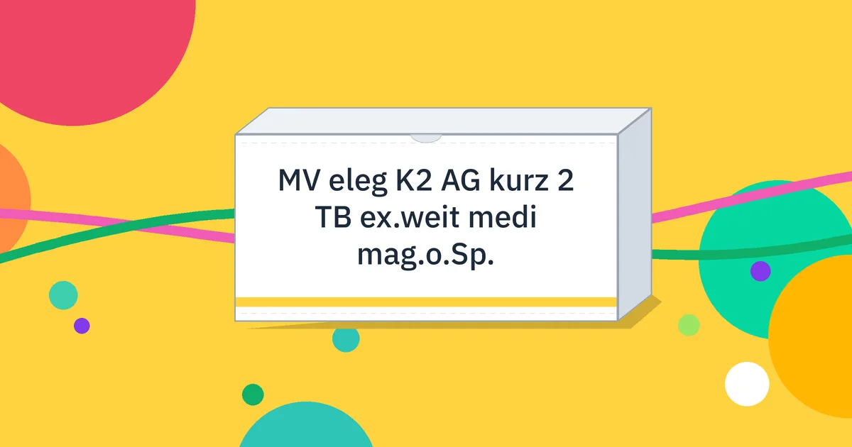 Symbolbild: Packung mit der Aufschrift MV eleg K2 AG kurz 2 TB ex.weit medi mag.o.Sp. (PZN 14637190) – Verfügbarkeit und Bezug in Apotheken in Frankfurt am Main