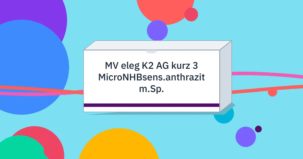 Symbolbild: Packung mit der Aufschrift MV eleg K2 AG kurz 3 MicroNHBsens.anthrazit m.Sp. (PZN 16071108) – Verfügbarkeit und Bezug in Apotheken in Frankfurt am Main