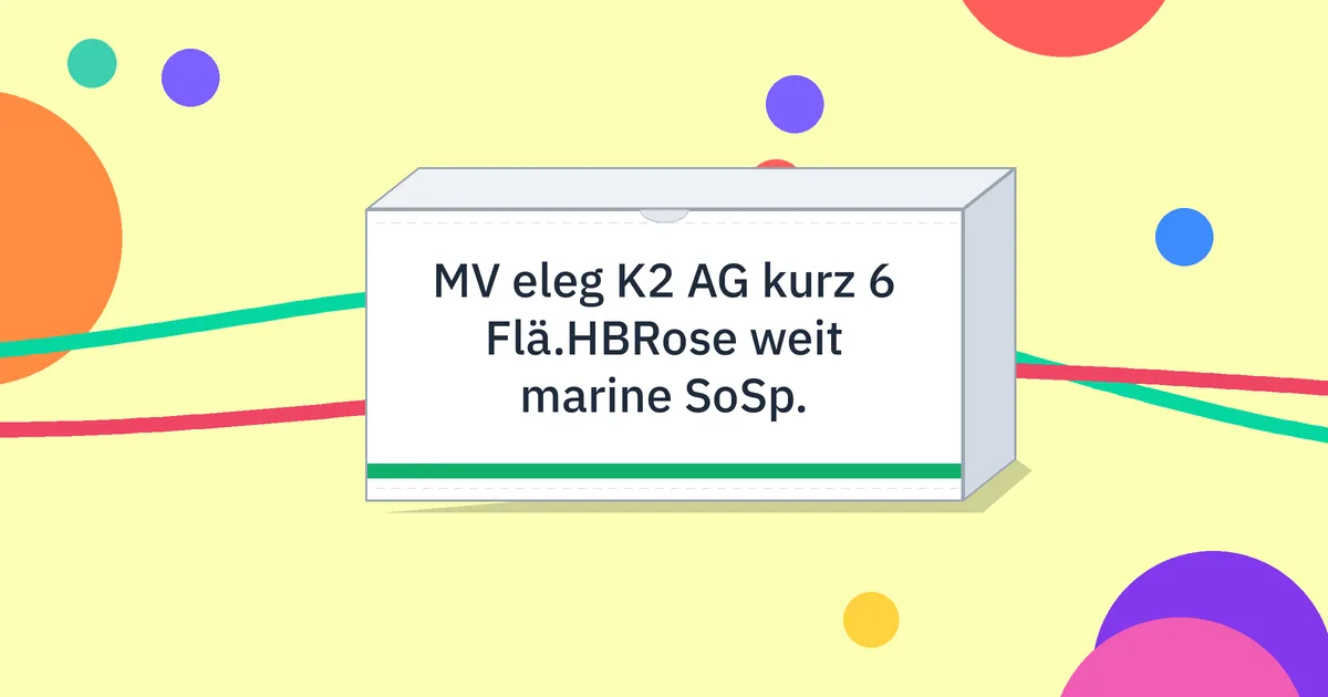 Symbolbild: Packung mit der Aufschrift MV eleg K2 AG kurz 6 Flä.HBRose weit marine SoSp. (PZN 15706993) – Verfügbarkeit und Bezug in Apotheken in Frankfurt am Main