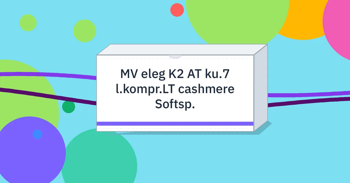 Symbolbild: Packung mit der Aufschrift MV eleg K2 AT ku.7 l.kompr.LT cashmere Softsp. (PZN 14663419) – Verfügbarkeit und Bezug in Apotheken in Frankfurt am Main