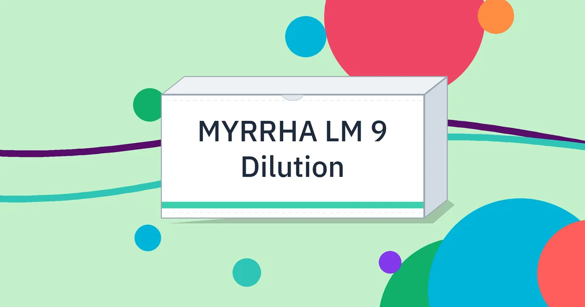Symbolbild: Packung mit der Aufschrift MYRRHA LM 9 Dilution (PZN 12957559) – Verfügbarkeit und Bezug in Apotheken in Frankfurt am Main