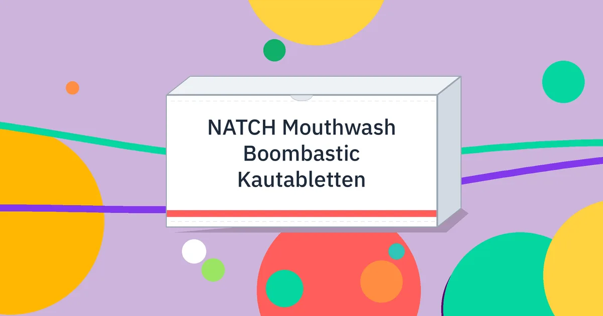 Symbolbild: Packung mit der Aufschrift NATCH Mouthwash Boombastic Kautabletten (PZN 20206979) – Verfügbarkeit und Bezug in Apotheken in Frankfurt am Main